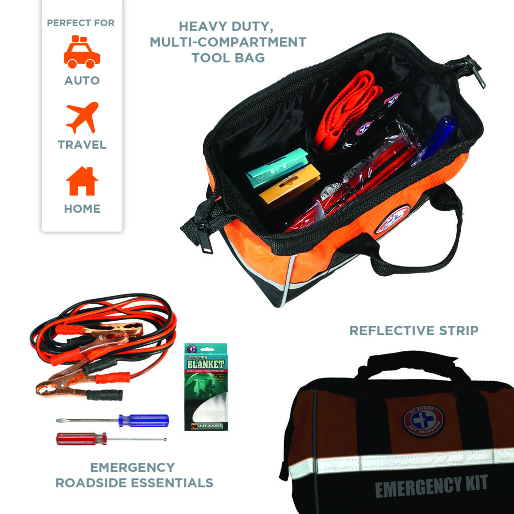 Auto Emergency Roadside Kit - 52 pcs - First Aid Plus More