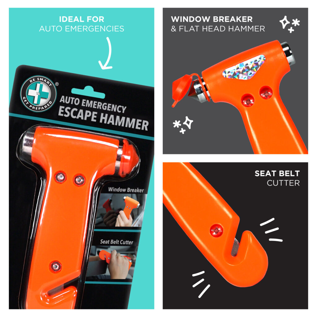 3-in-1 Emergency Escape Hammer - First Aid Plus More
