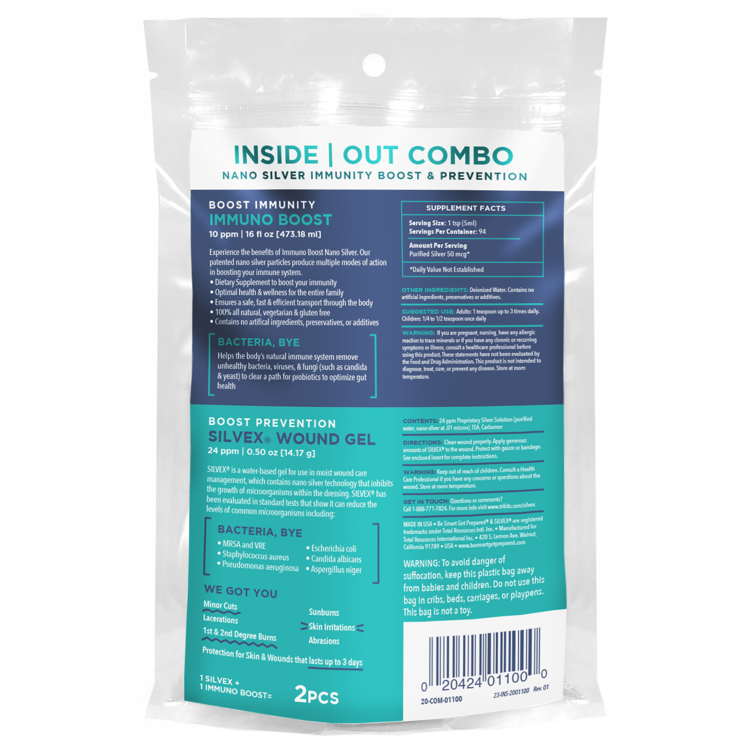 Nano Silver Combo 2-in-1 (Immuno Boost & SILVEX Wound Gel) - First Aid ...
