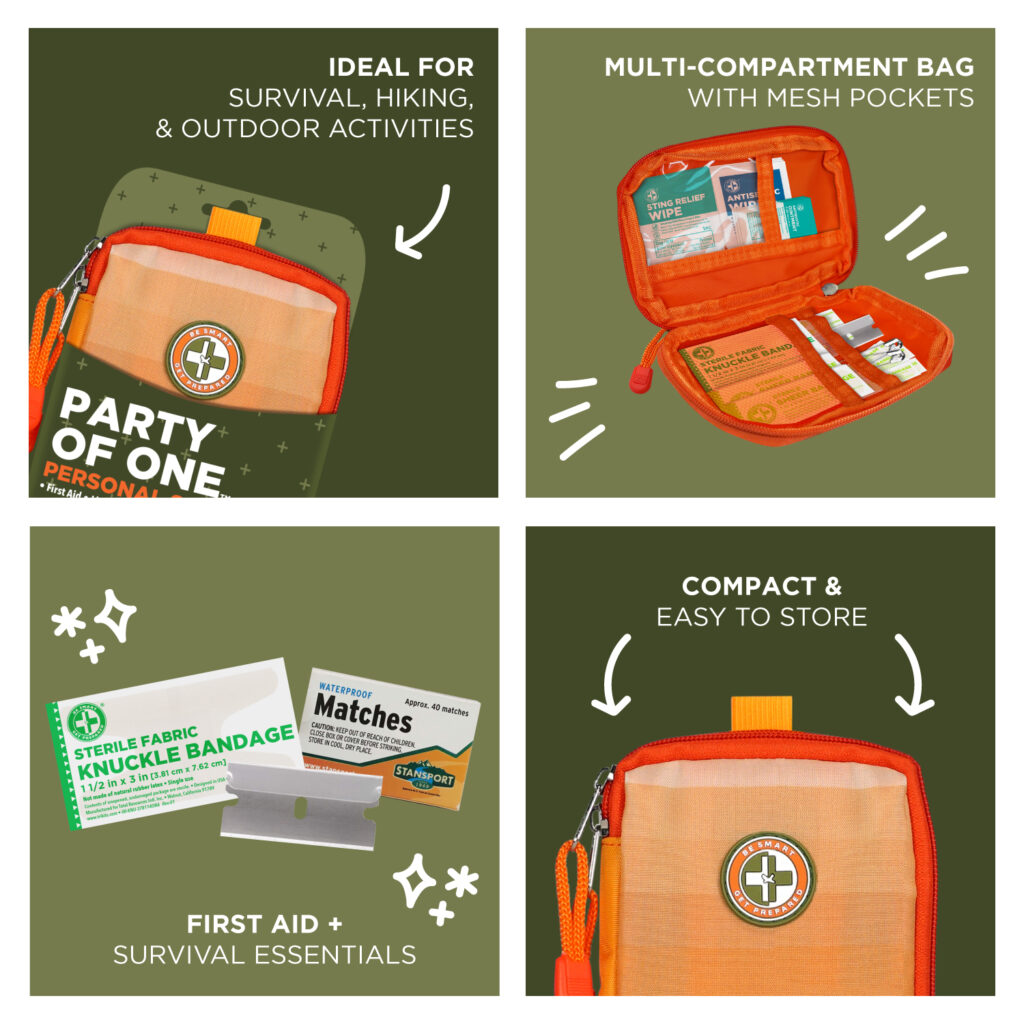 Party of One Personal Survival Kit - 34 pcs - First Aid Plus More