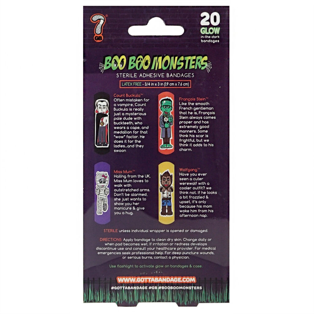 Boo Boo Monster Bandages - 20 pcs - First Aid Plus More